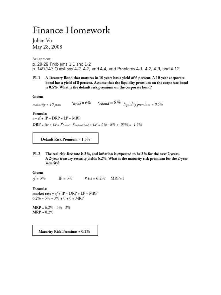 Finance Homework 1 | PDF | Bonds (Finance) | Yield (Finance)