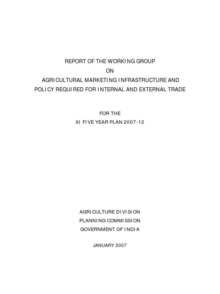 Agricultural Marketing Infrastructure Investment Projections for XI ...