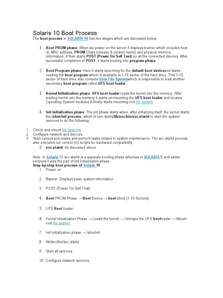 Solaris 10 Boot Process | PDF | Booting | File System