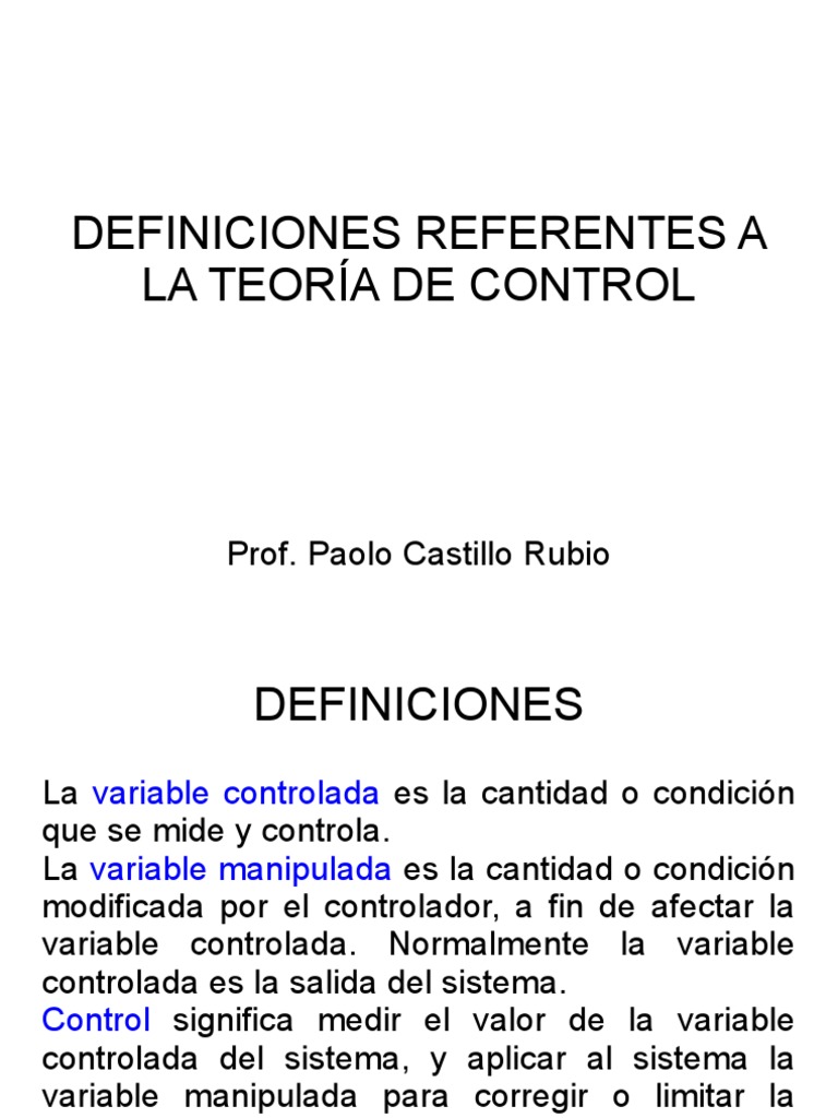 Conceptos Clave en Teoría de Control | PDF | Sistema de control | Sistema