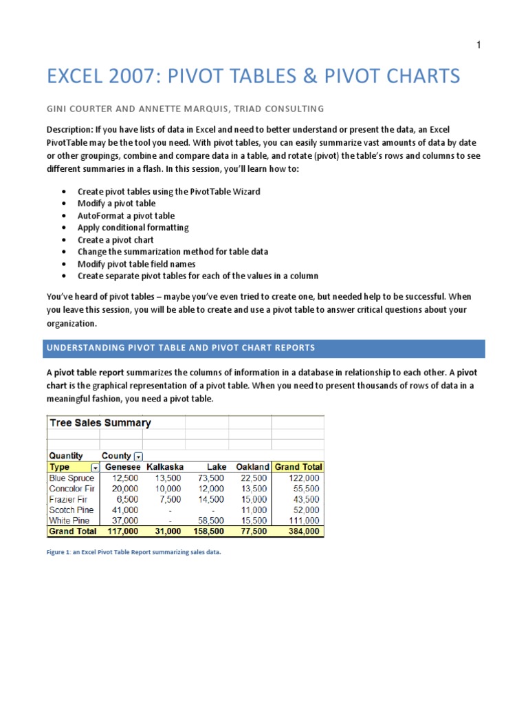 Excel 2007 Pivot Tables And Charts Download Free Pdf Microsoft