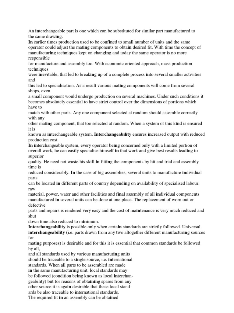 Interchangeability and Selective Assembly | PDF | Engineering Tolerance ...