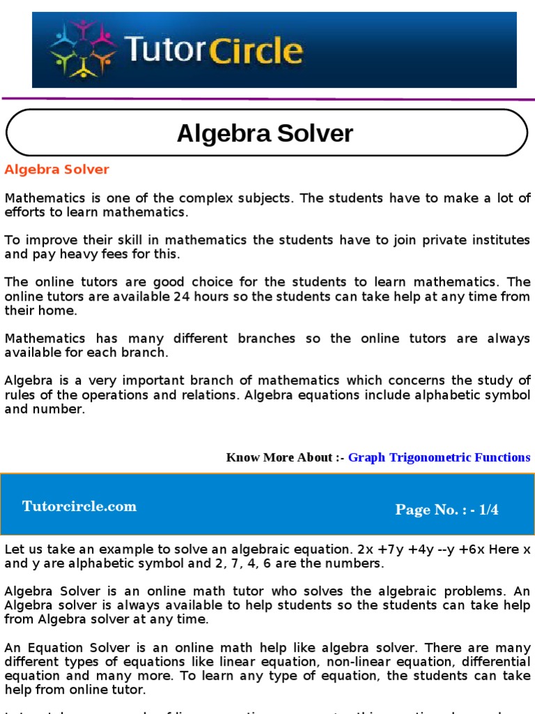 Algebra Solver | PDF | Equations | Algebra