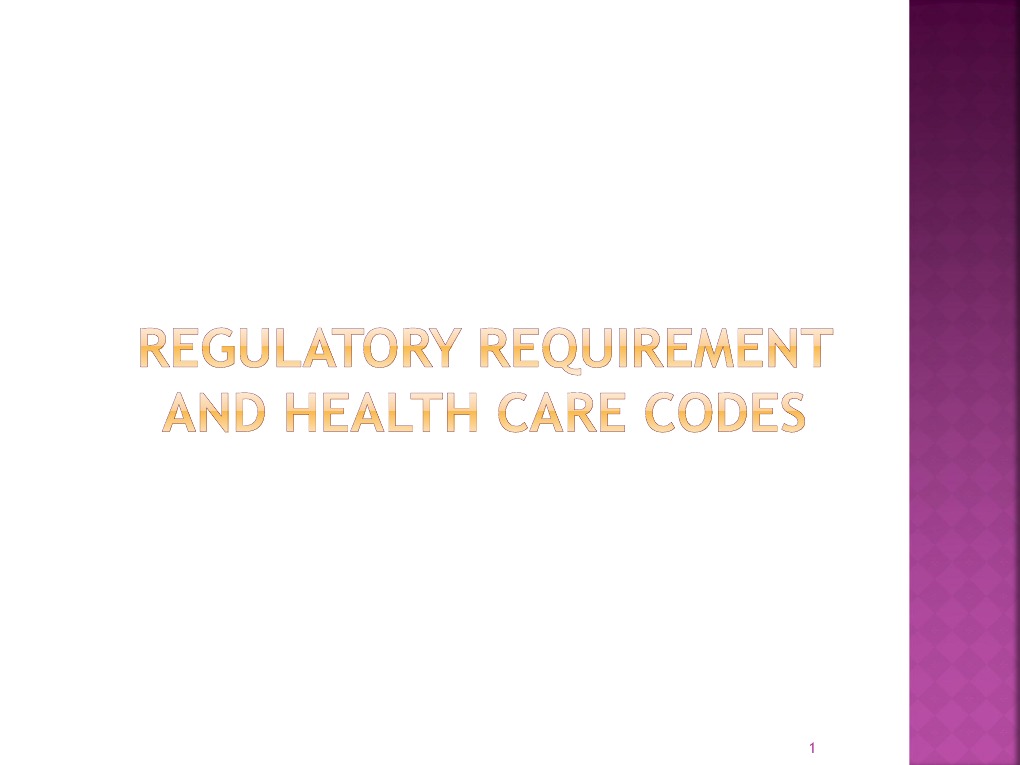 Regulatory Requirement and Health Care Codes | PDF | Food And Drug ...