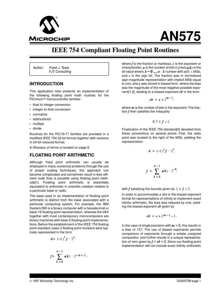 An - IEEE 754 Compliant Floating Point Routines | PDF