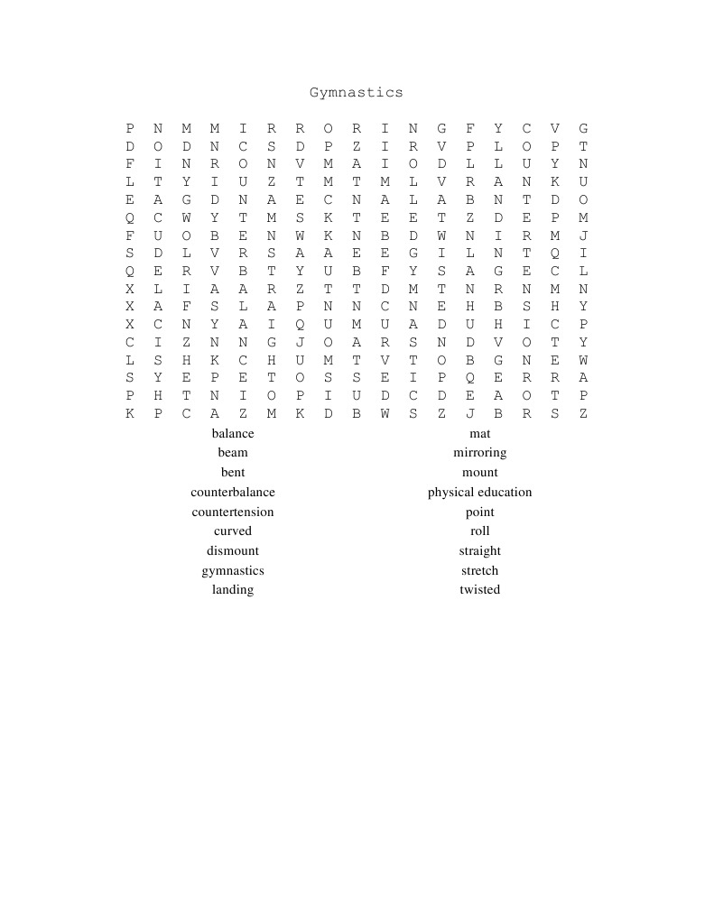 Gymnastics Word Search | PDF