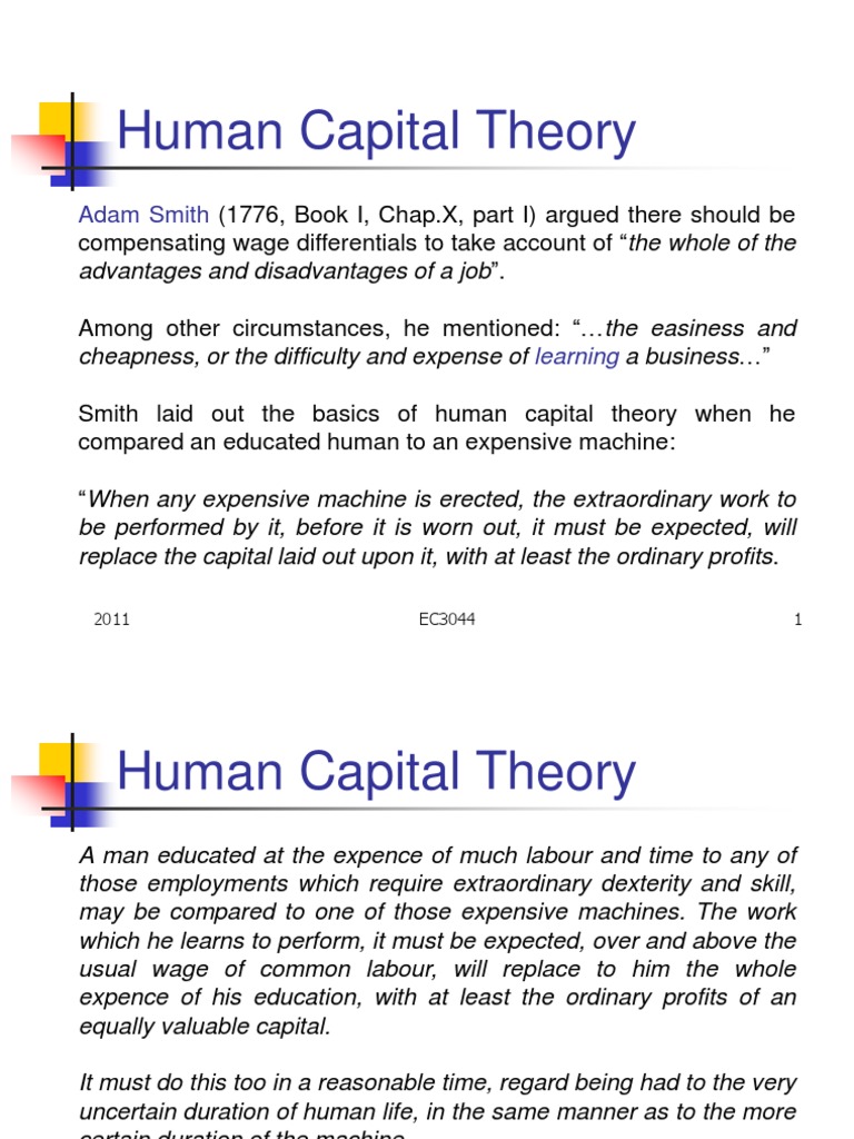 Human Capital Theory 1 11 | PDF | Human Capital | Labour Economics