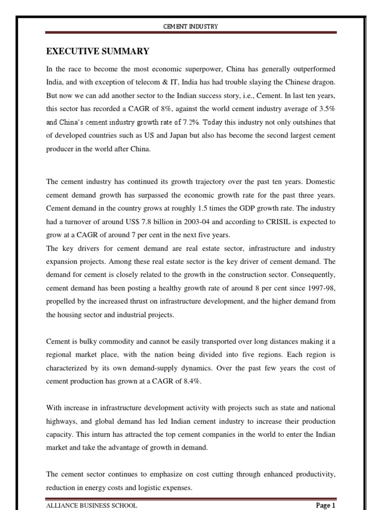 Cement Industry Report | PDF