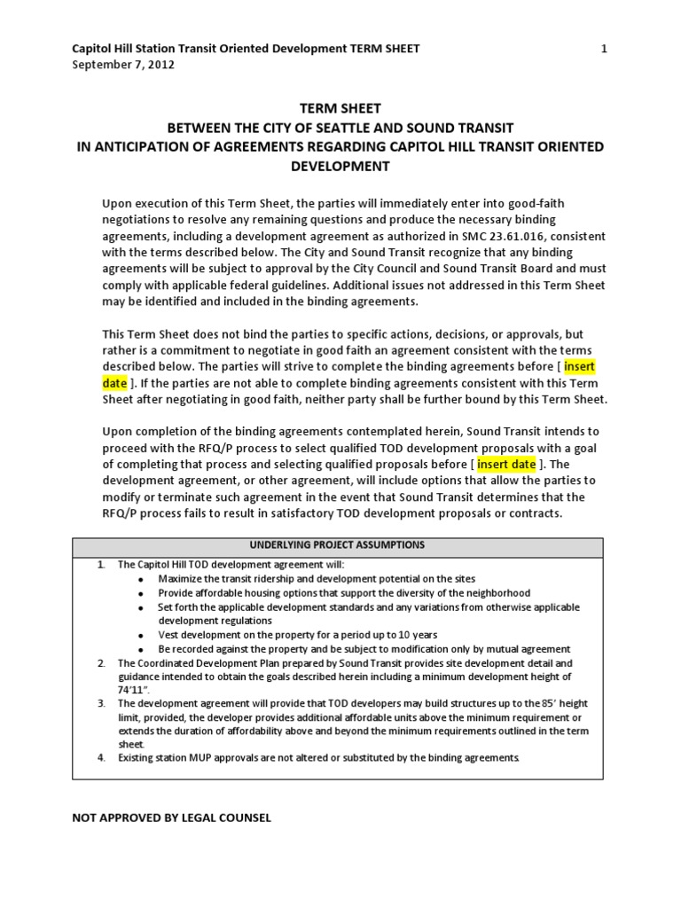 Draft Term Sheet | PDF | Affordable Housing | Real Estate Appraisal