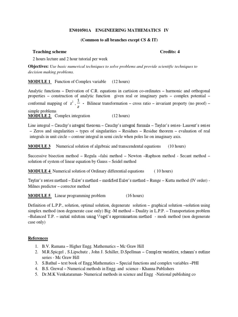 En 010 501a Engineering Mathematics IV | PDF | Numerical Analysis | Equations
