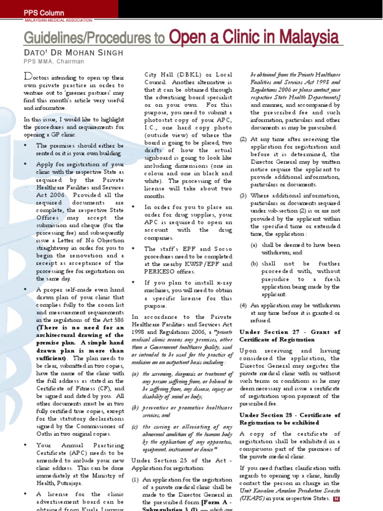 Guidelines To Open A Clinic | PDF | Clinic | Health Care