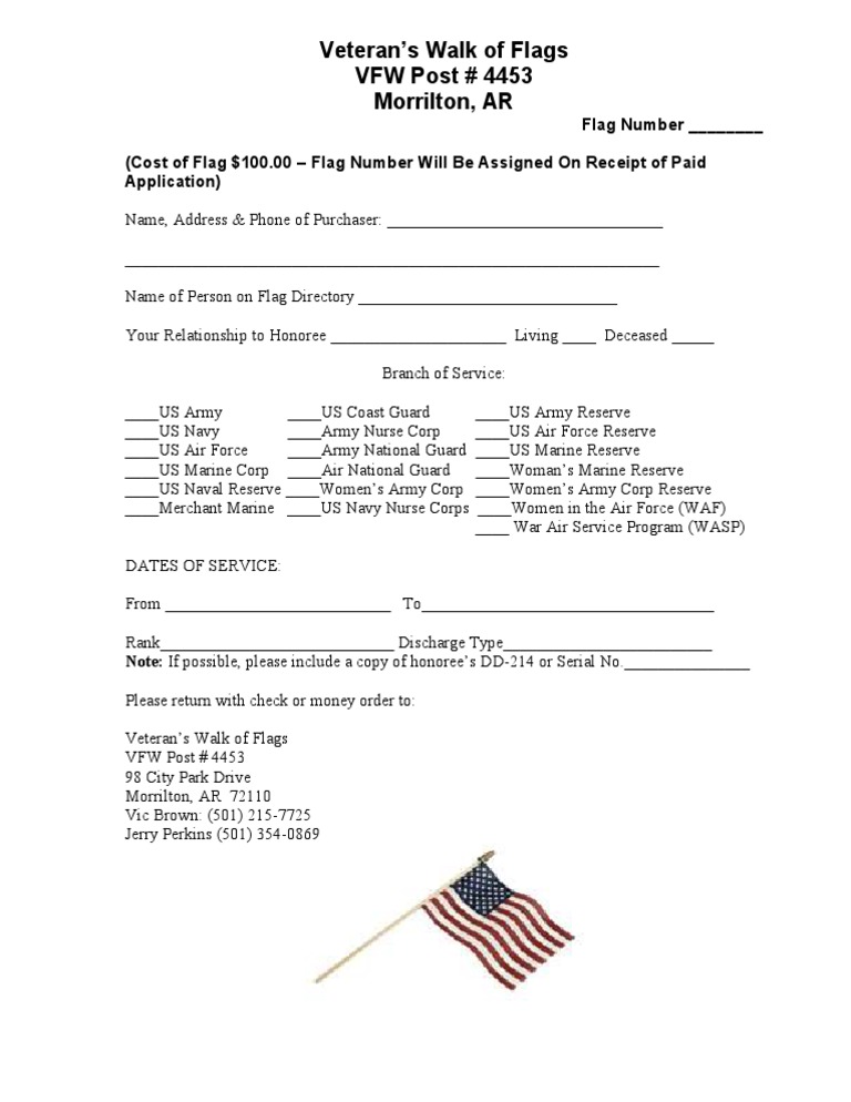 Veteran's Walk of Flags Application | PDF