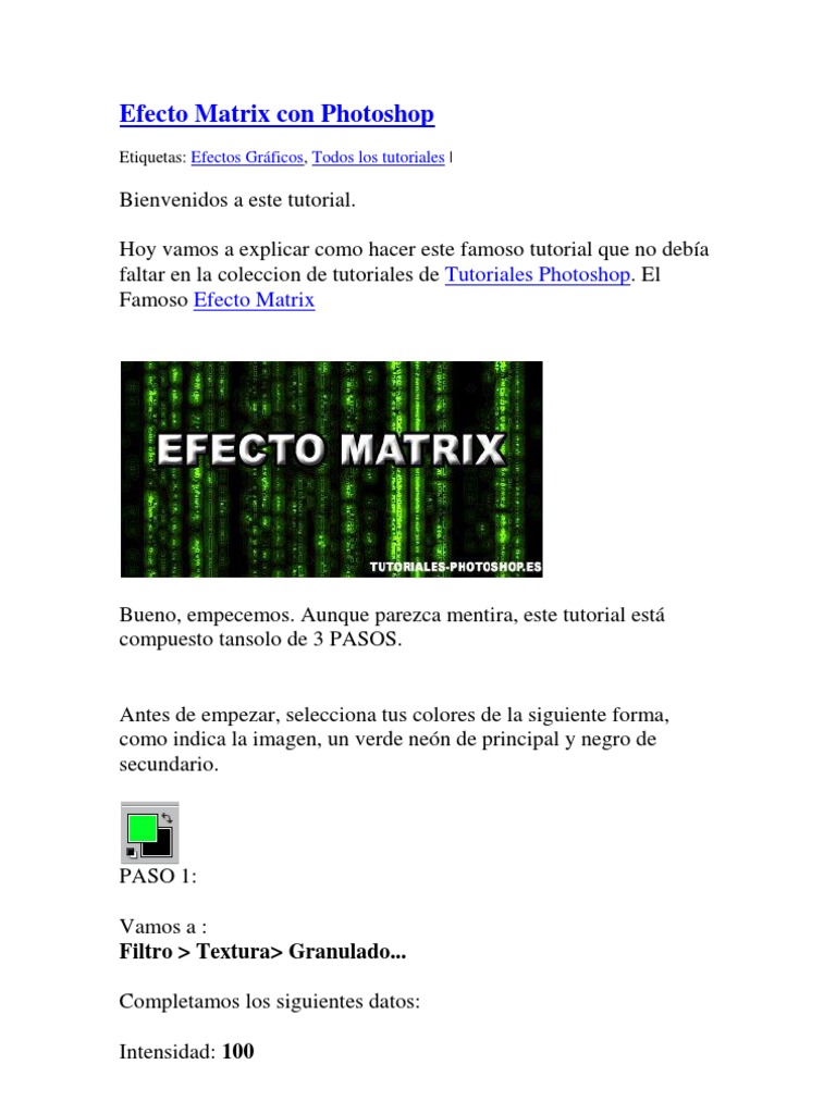 Efecto Matrix Con Photoshop | PDF