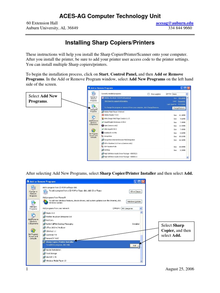 Installing Sharp Printers | PDF