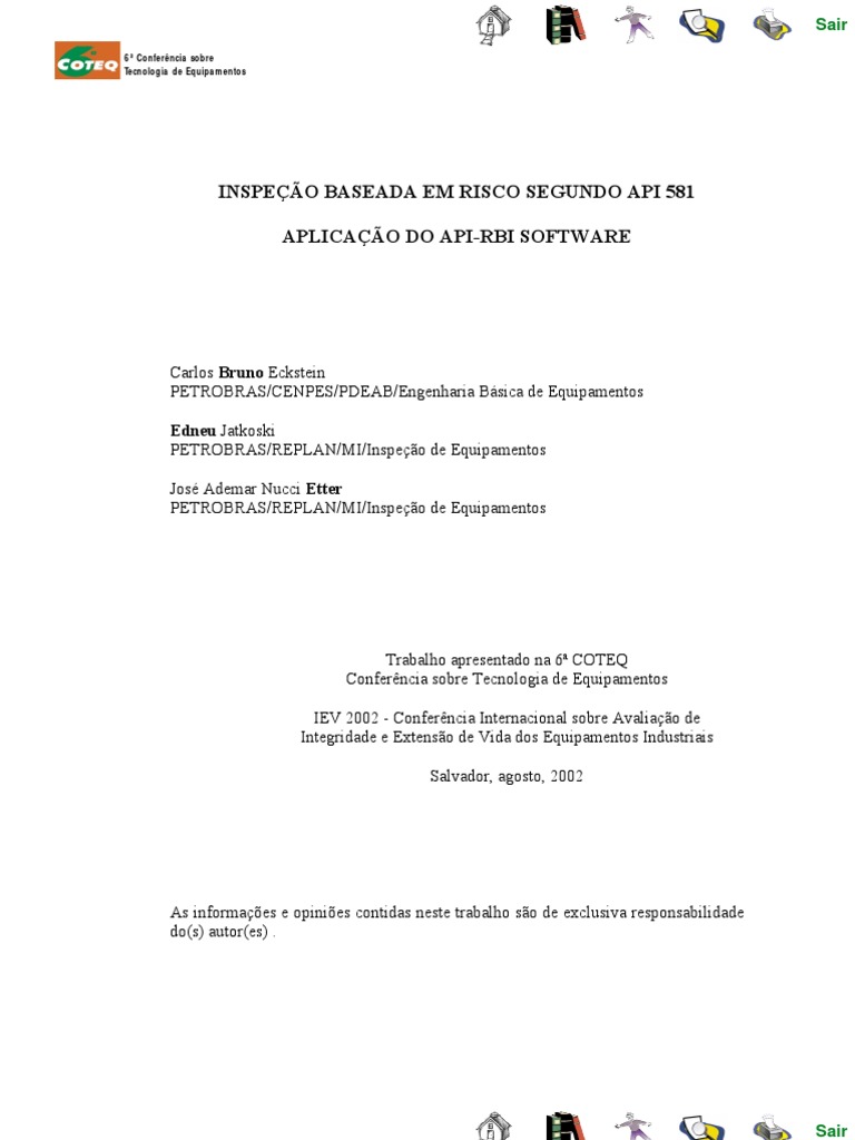 Inspeção Baseada em Risco - API-581 | PDF | Risco | Probabilidade
