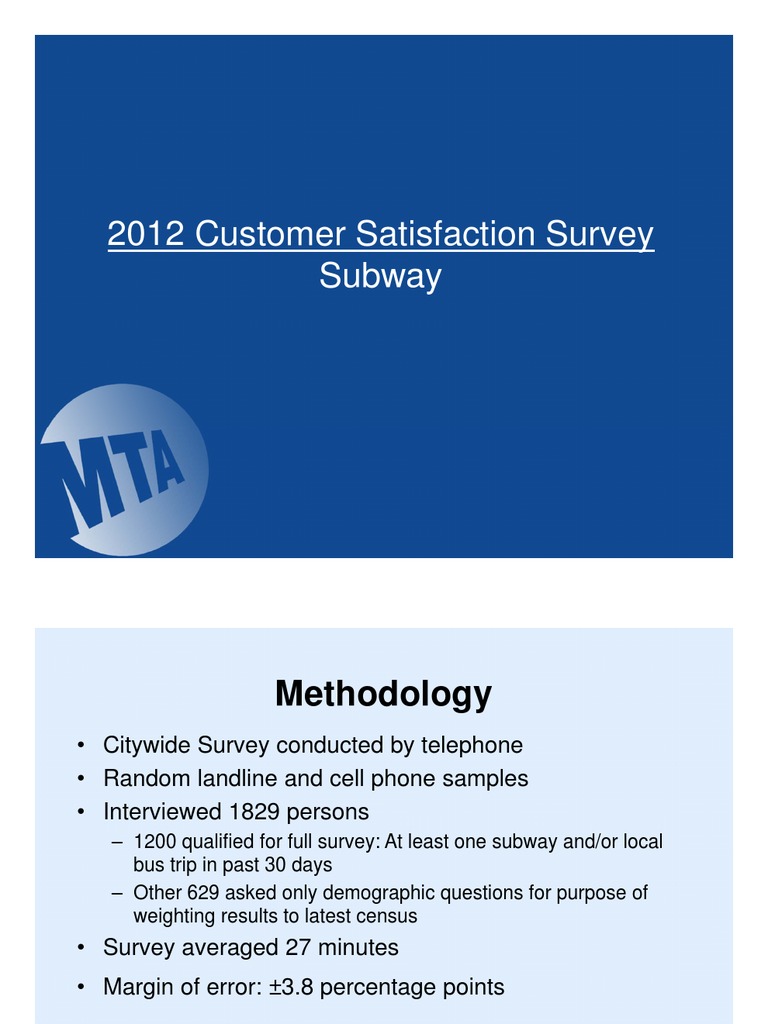 2012 Customer Satisfaction Survey Subway | PDF | Rapid Transit | Survey ...