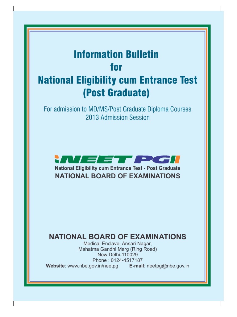 NEET PG 2013 Information Booklet FINAL | PDF | University And College ...