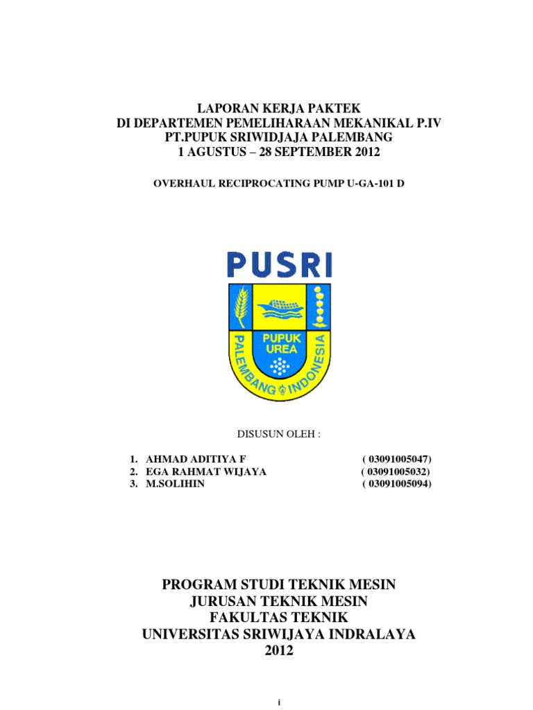 Contoh Laporan Praktek Kerja Industri Teknik Mesin - Riset