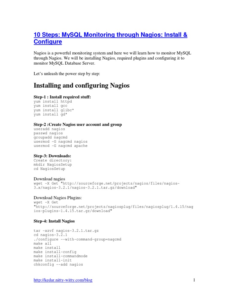 10 Steps Mysql Monitoring Nagios Install Configure Pdf My Sql Apache Server 