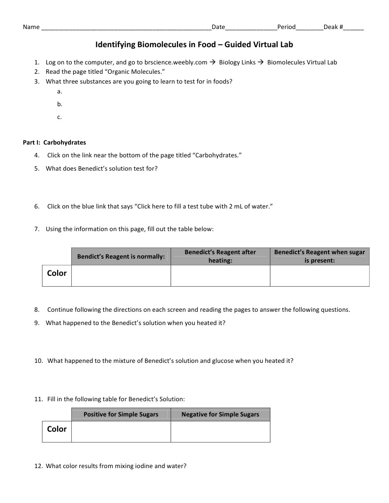 Biomolecule Testing Virtual Lab | PDF | Carbohydrates | Biochemistry