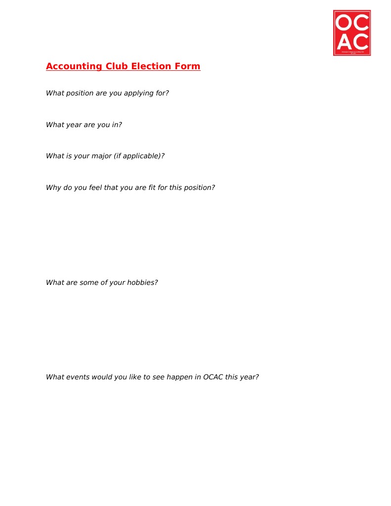 Accounting Club Election Form | PDF