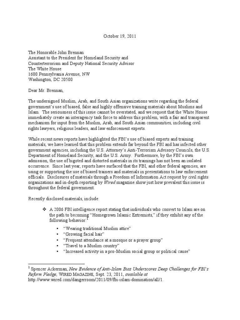 US Islamic Groups Demand Islamophobia 'Purge' in Letter To White House ...