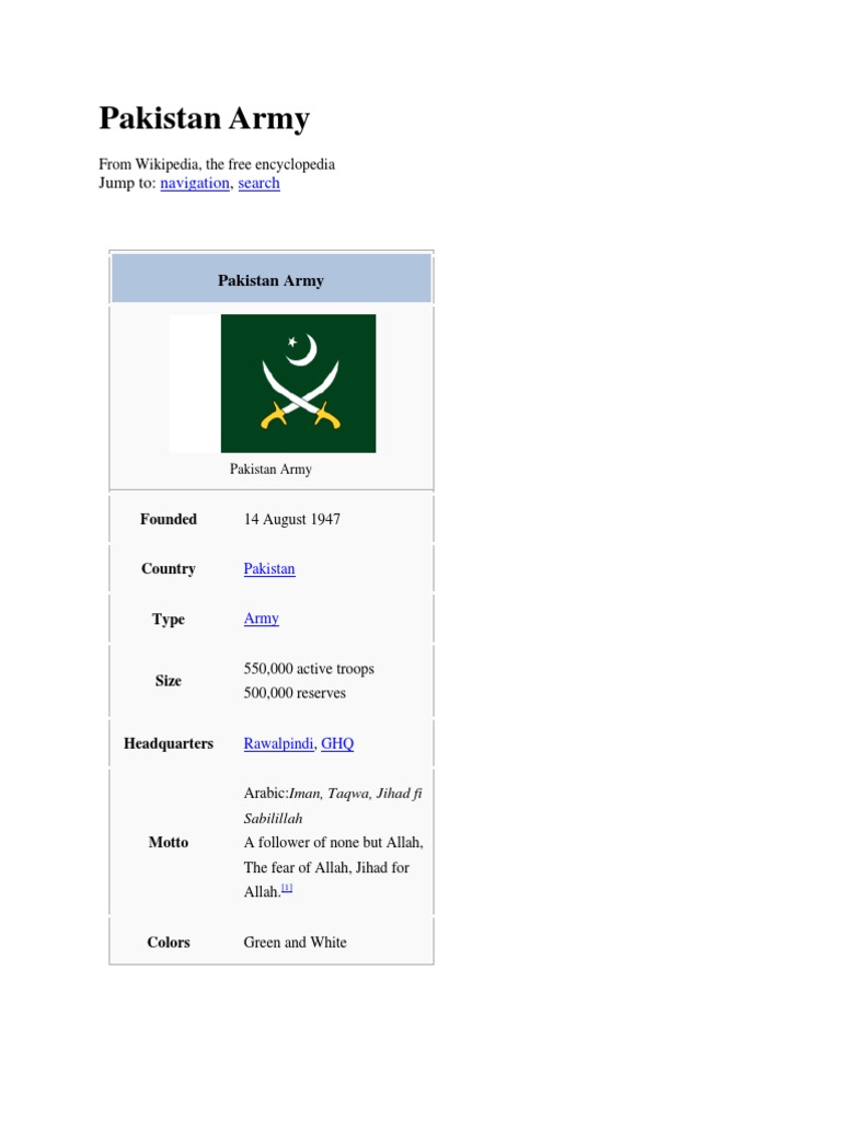 Pakistan Army | PDF | Pakistan Army | Division (Military)