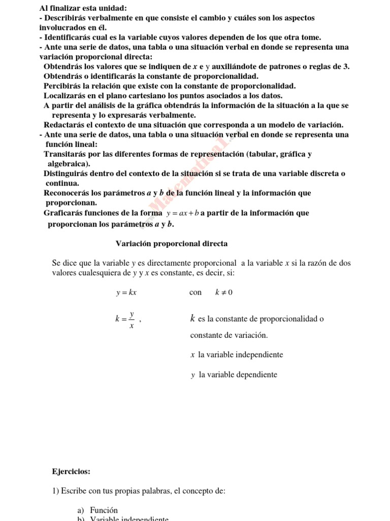 Variacion Directamente Proporcional | PDF | Línea (geometría) | Sistema ...