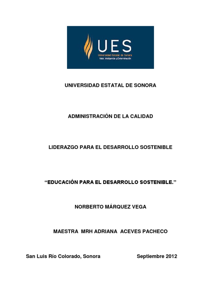 Educacion Para El Desarrollo Sostenible Lectura 1 Pdf Desarrollo