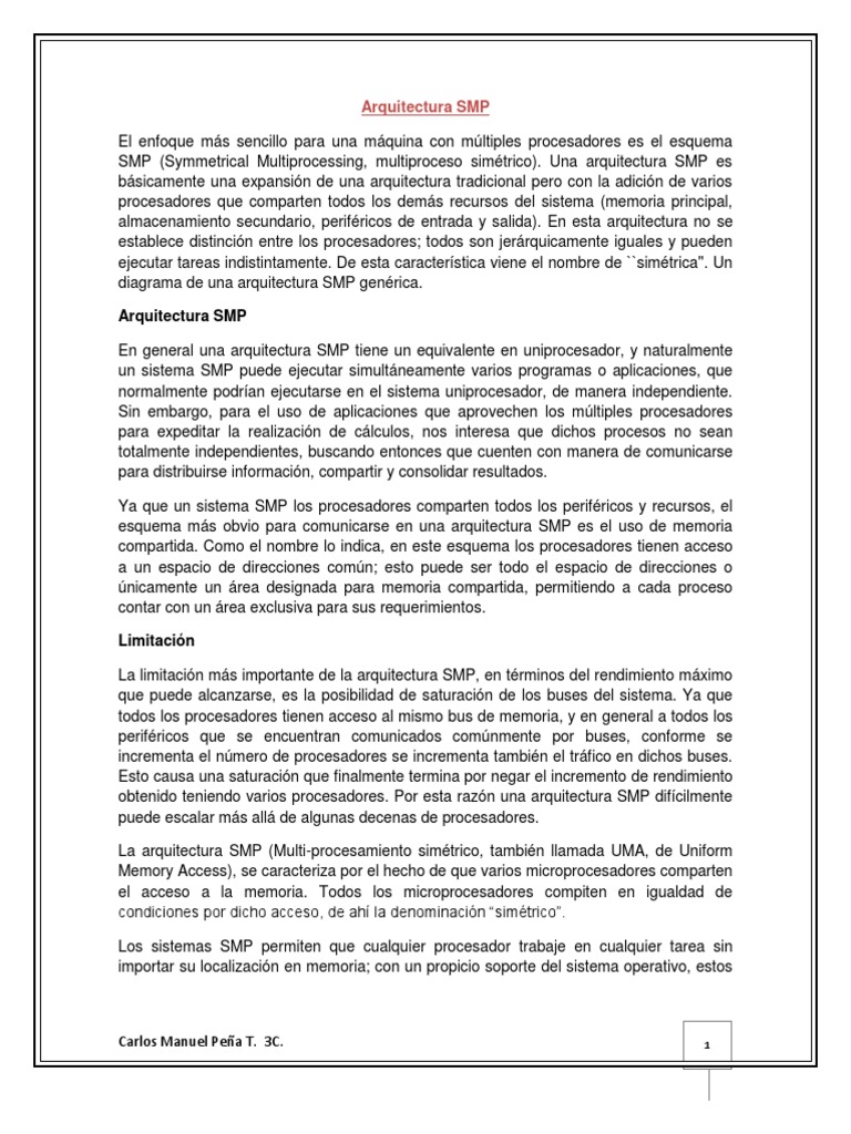 Arquitectura SMP y MPP | PDF | Microprocesador | Memoria del ordenador