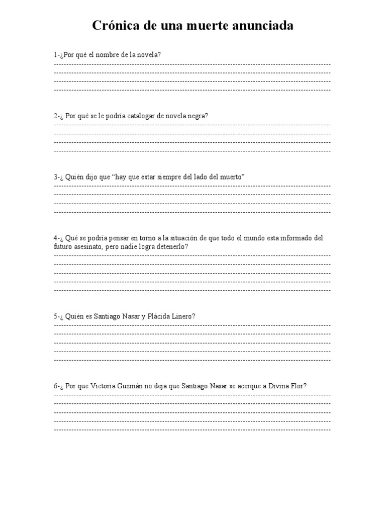 Prueba Crónica de una Muerte anunciada