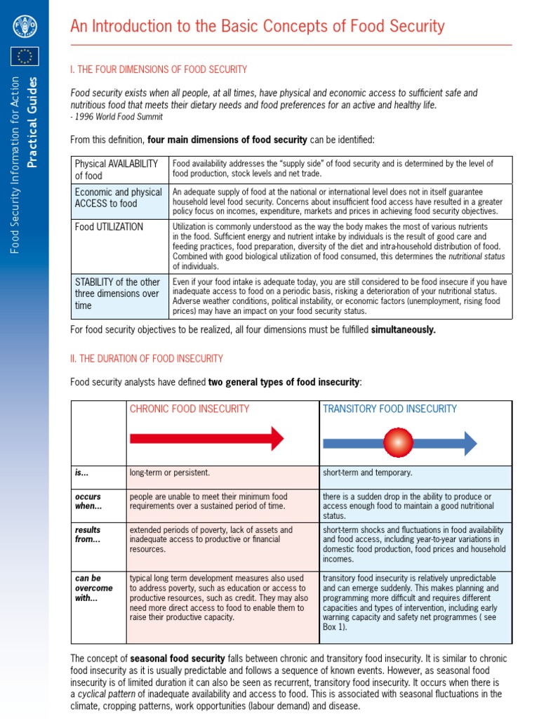 FAO Introduction To FS | PDF | Food Security | Malnutrition