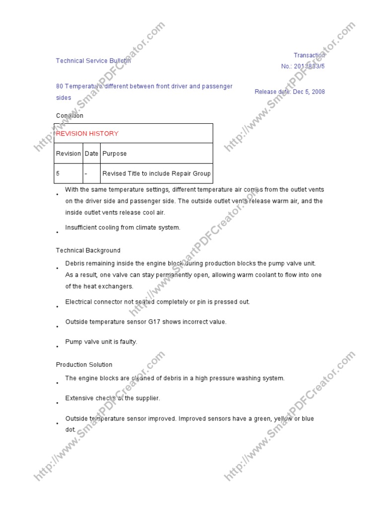 Audi A4 TSB | PDF | Valve | Mechanical Engineering