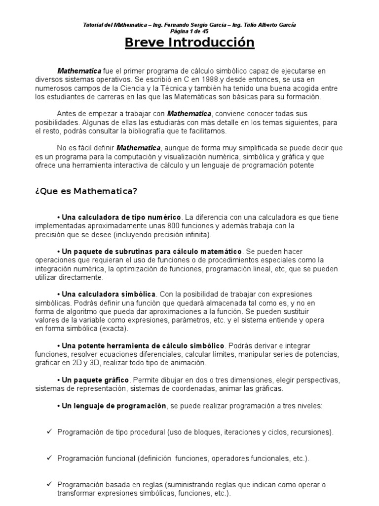 Tutorial de Mathematica | PDF | Soporte | Cálculo