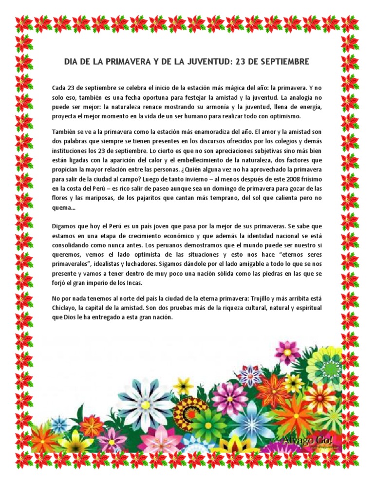 Día de la Primavera y Juventud: 23 de Septiembre | PDF