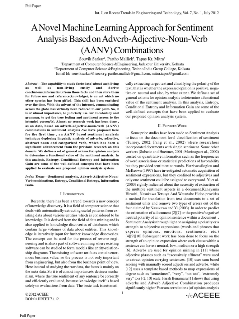 A Novel Machine Learning Approach For Sentiment Analysis Based On ...