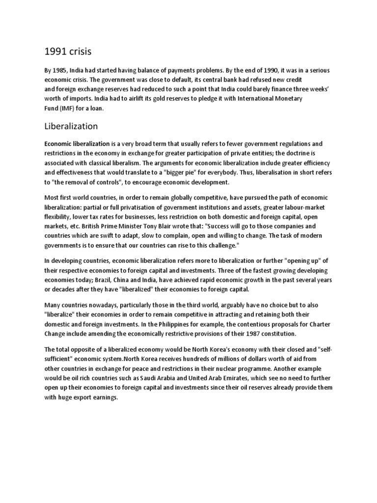 1991 Crisis | PDF | Privatization | Economics