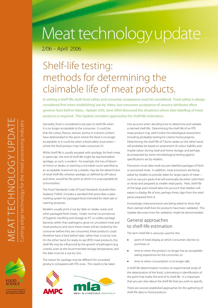 Shelf Life Testing of Fresh Meat | PDF | Shelf Life | Decomposition
