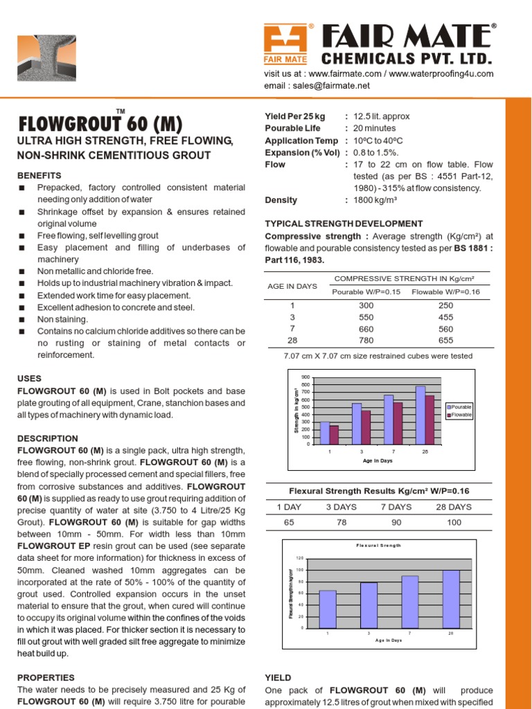 Ultra High Strength Non-Shrink Cementitious Grout | PDF | Industries ...