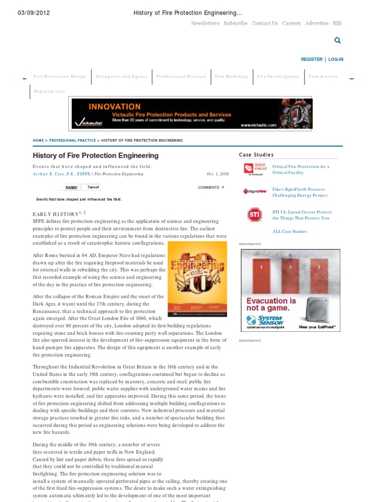 History of Fire Protection Engineering - Professional Practice Content ...