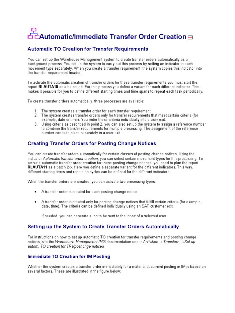 Automatic To Creation and Confirmation in WMS | PDF | Computer Data ...