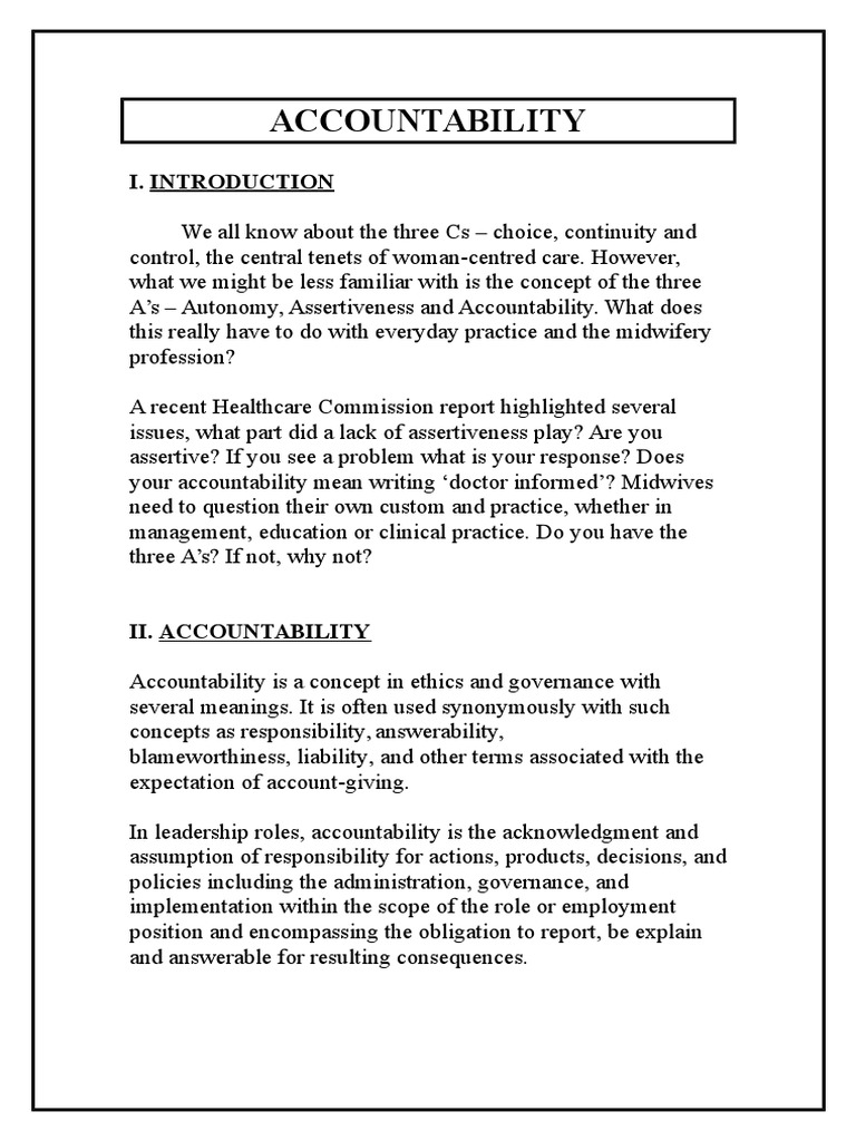 Understanding Accountability in Nursing | PDF | Accountability | Nursing