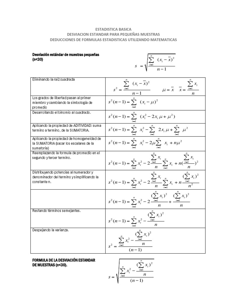 Formulas de Desviacion Estandar y Varianza | PDF | Métodos y materiales de enseñanza