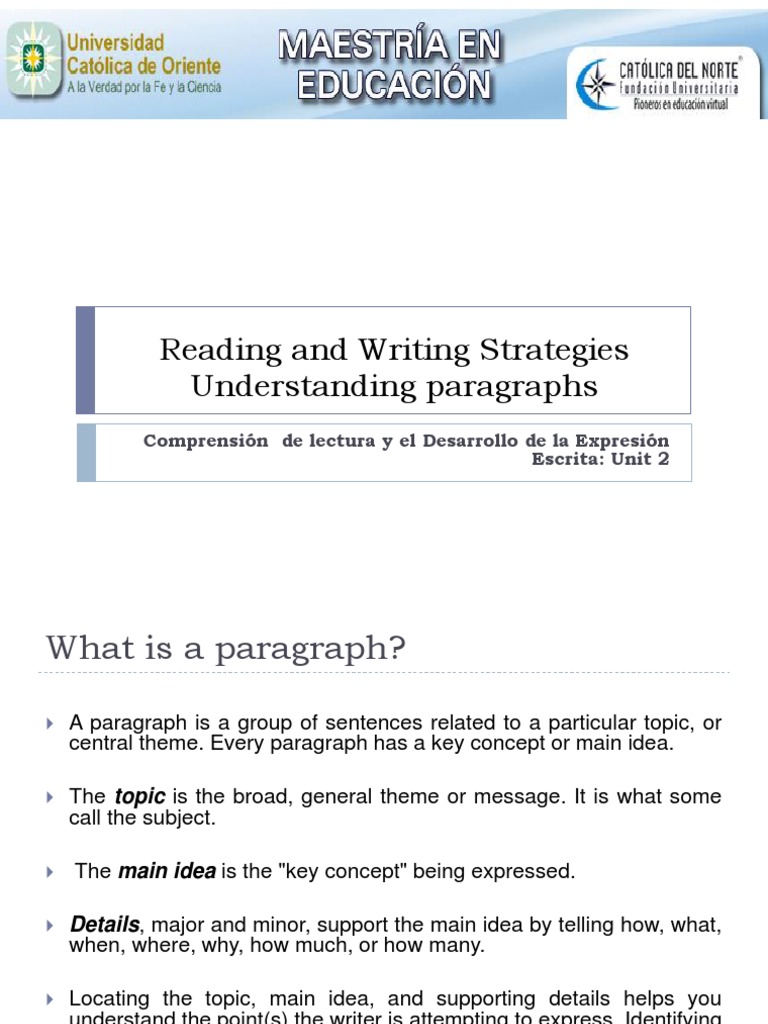 U2 Understanding Paragraphs | PDF | Paragraph | Sentence (Linguistics)
