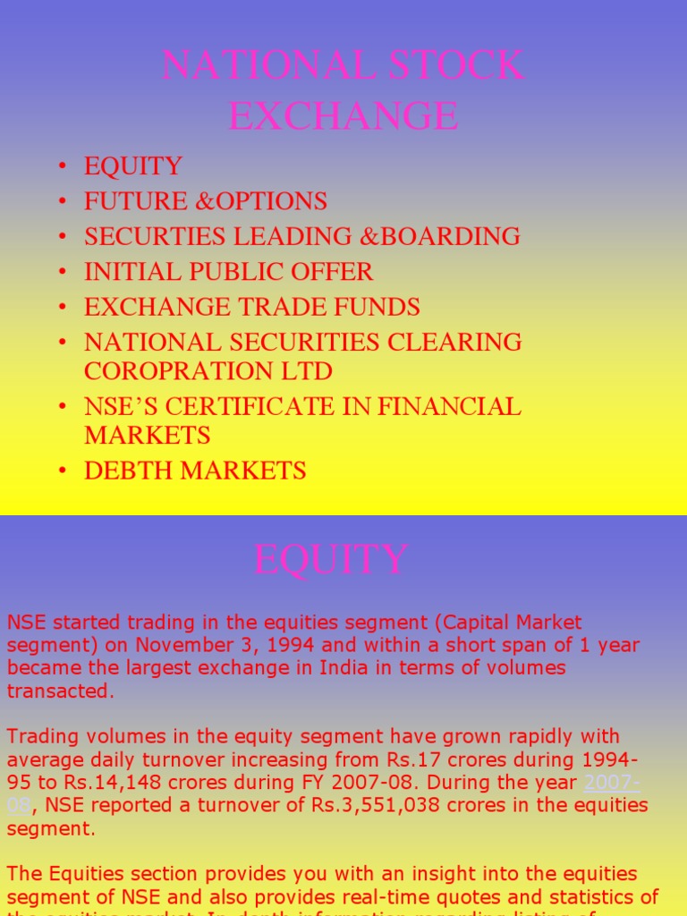 National Stock Exchange | PDF | Exchange Traded Fund | Securities (Finance)