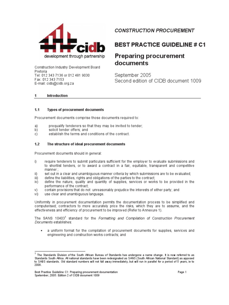 Procurement Document Preparation Guide | PDF | Procurement ...