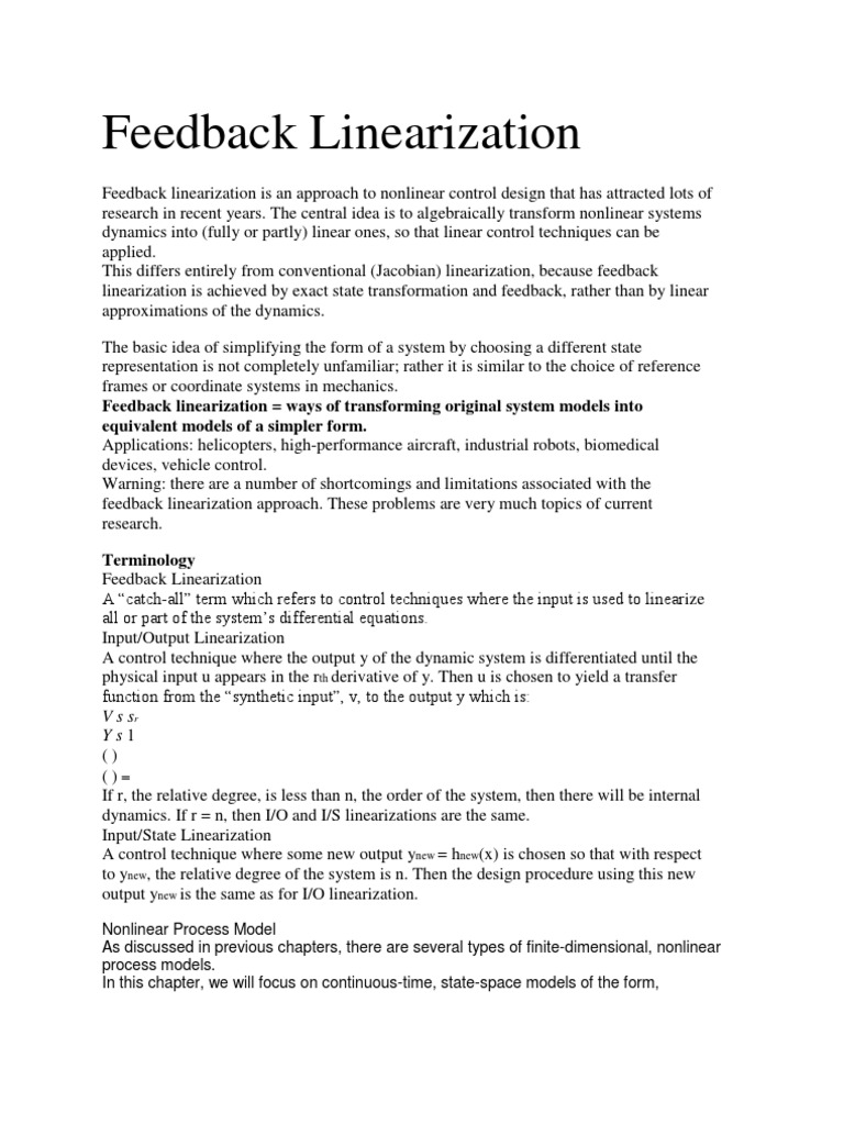 Feedback Linearization | PDF | Control Theory | Nonlinear System