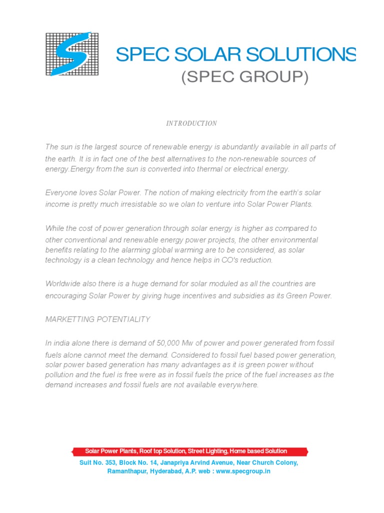 20 MW Solar Plant Proposal | PDF | Solar Power | Sustainable Energy