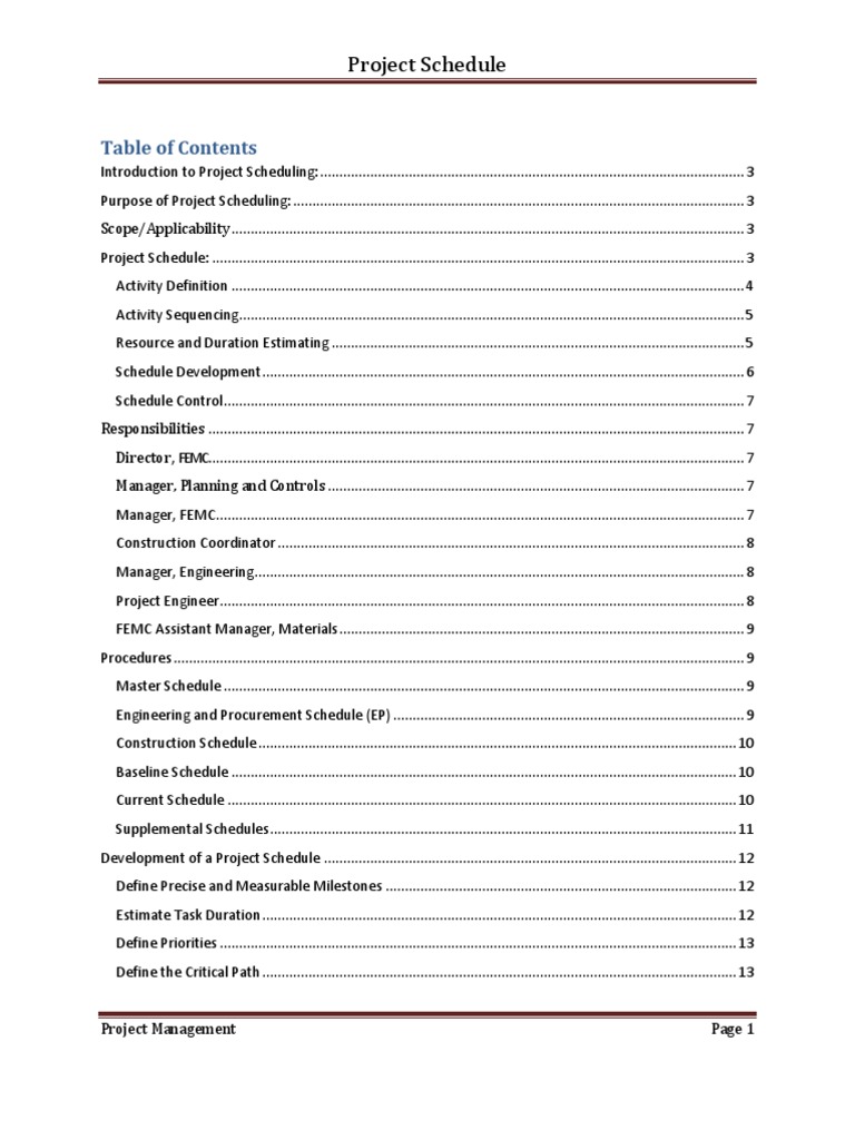 Project Schedule | PDF | Project Management | Scheduling (Production Processes)