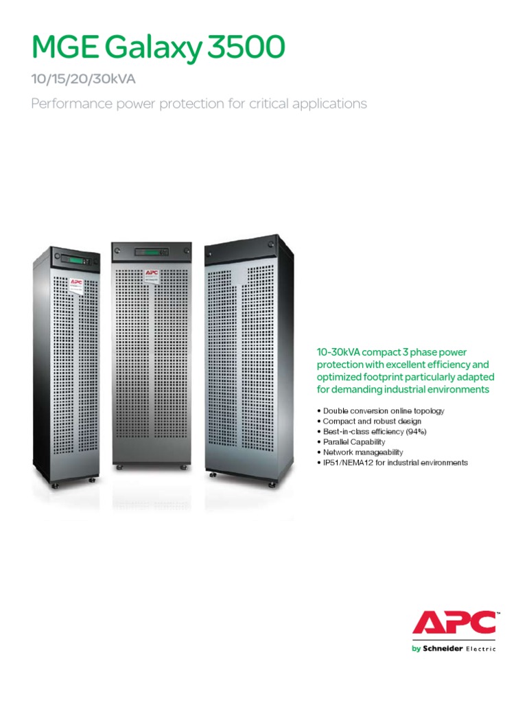 MGE Galaxy 3500 Brochure | PDF | Mains Electricity | Engineering